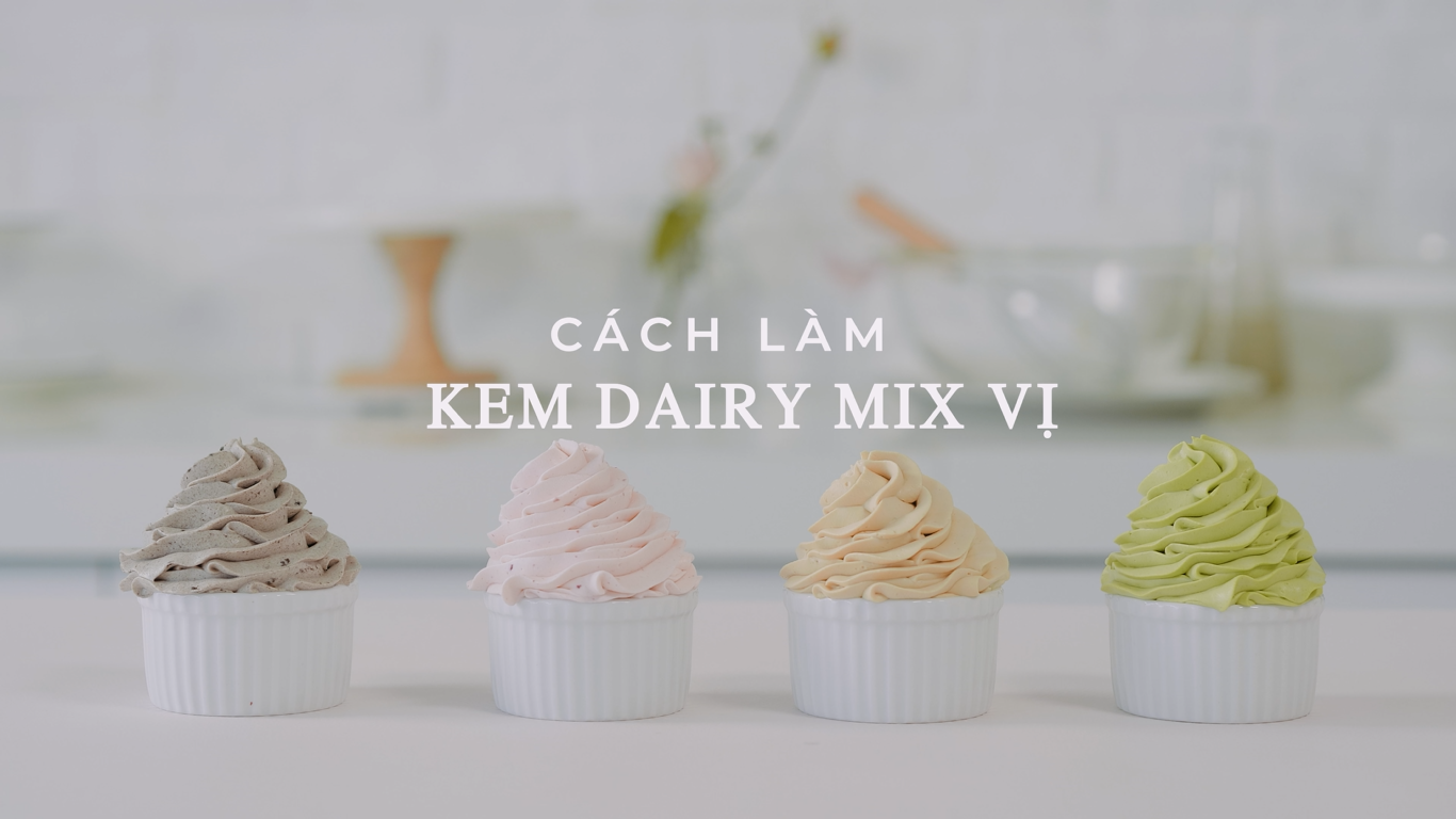 Cách làm kem tươi Café Dừa, Oreo Mặn, Trà Xanh và Phúc Bồn Tử - Richs Plus
